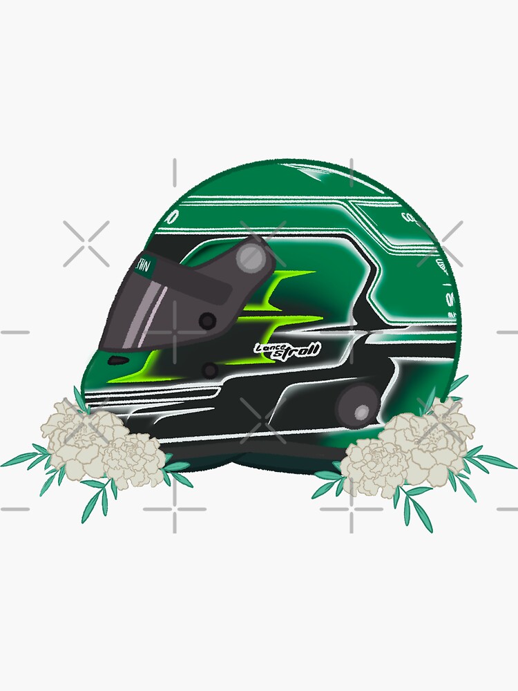 "Lance Stroll 2024 Helmet With Flowers" Sticker for Sale by OriDraws ...