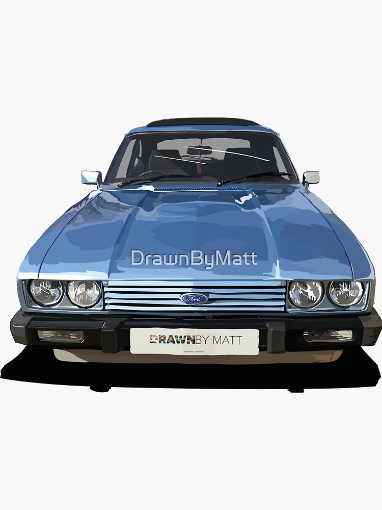 "Ford Capri Drawing" Sticker for Sale by DrawnByMatt | Redbubble
