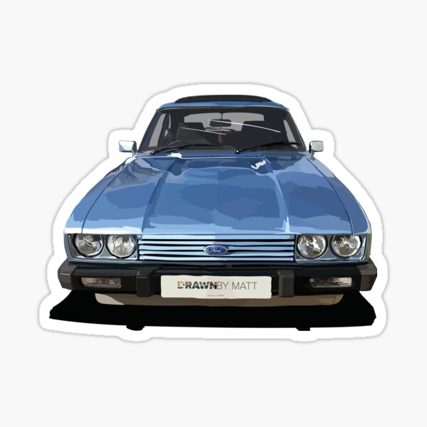 "Ford Capri Drawing" Sticker for Sale by DrawnByMatt | Redbubble
