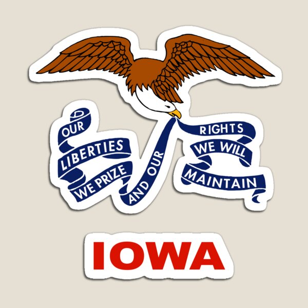 "Iowa State Flag Logo Symbol, Eagle Illustration" Magnet for Sale by ...