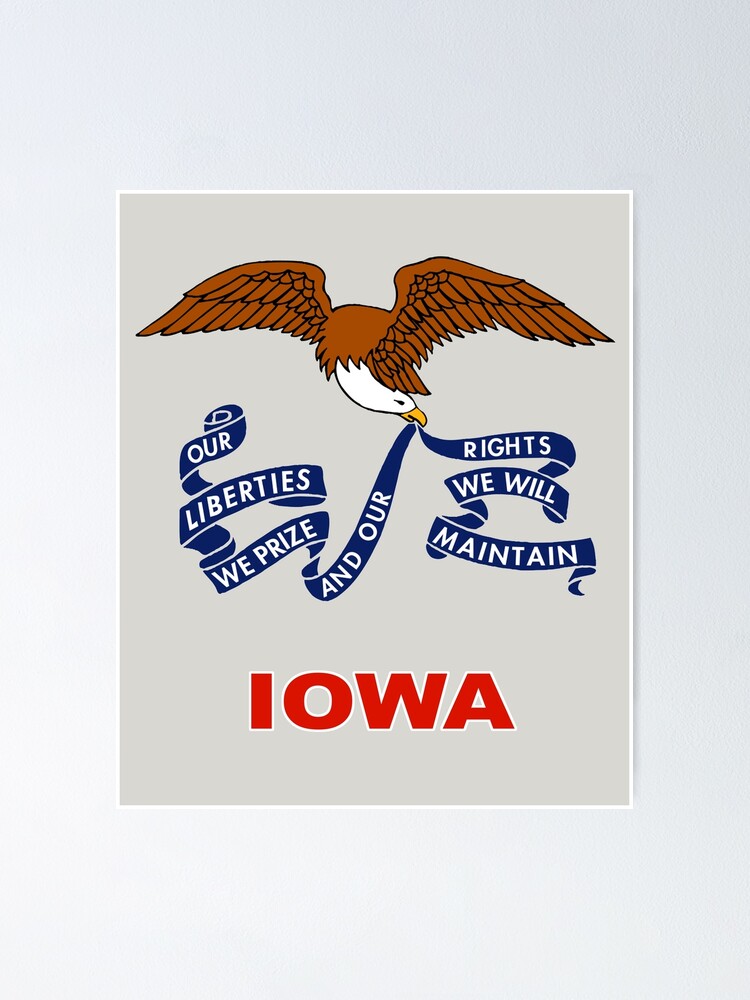 "Iowa State Flag Logo Symbol, Eagle Illustration" Poster for Sale by ...