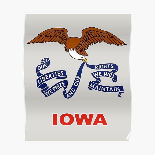 "Iowa State Flag Logo Symbol, Eagle Illustration" Poster for Sale by ...