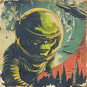 "Vintage Alien, Sci-Fi Art" Sticker for Sale by nomiraclehere | Redbubble