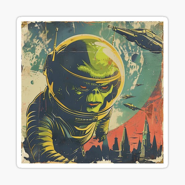 "Vintage Alien, Sci-Fi Art" Sticker for Sale by nomiraclehere | Redbubble