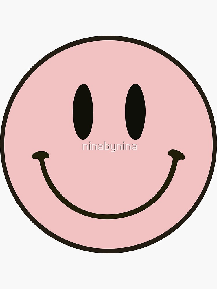 "pink happy face" Sticker by ninabynina | Redbubble