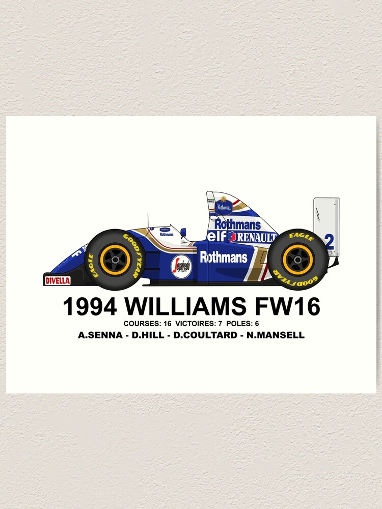"1994 WILLIAMS FW16" Art Print for Sale by f1cartoon | Redbubble