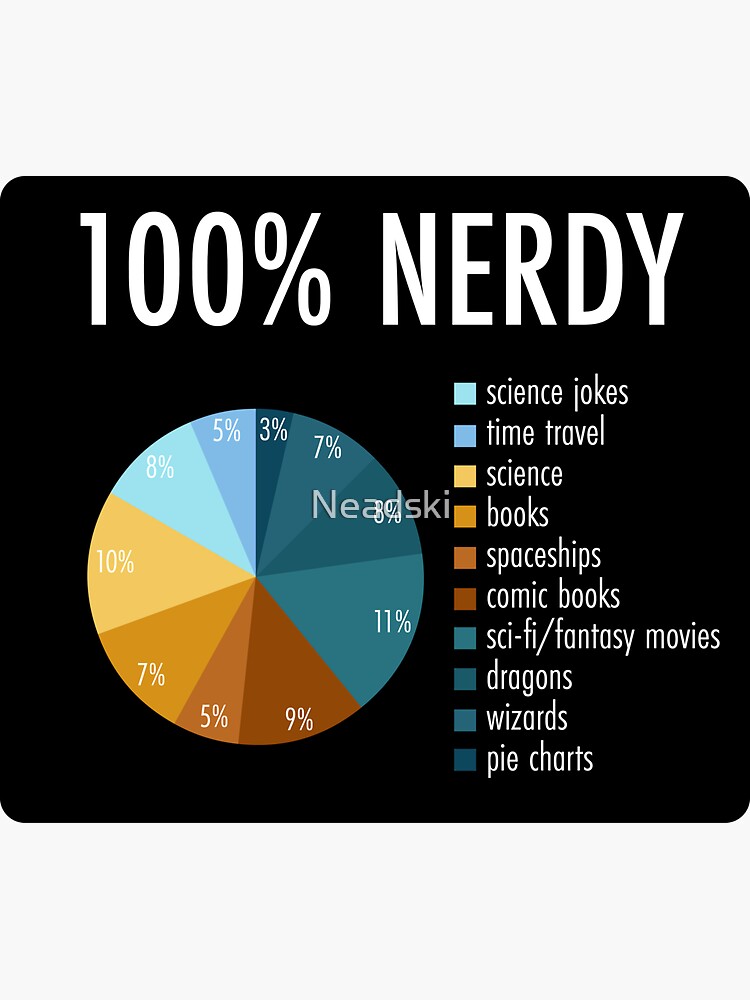 "Funny Pie Chart Geek 100% Nerdy" Sticker for Sale by Neadski | Redbubble