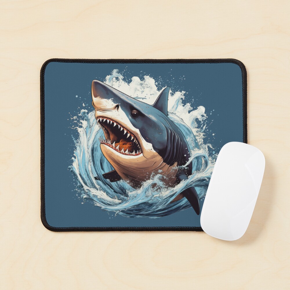 "Great White Shark Ocean Waves Shark Teeth" Kids T-Shirt for Sale by ...