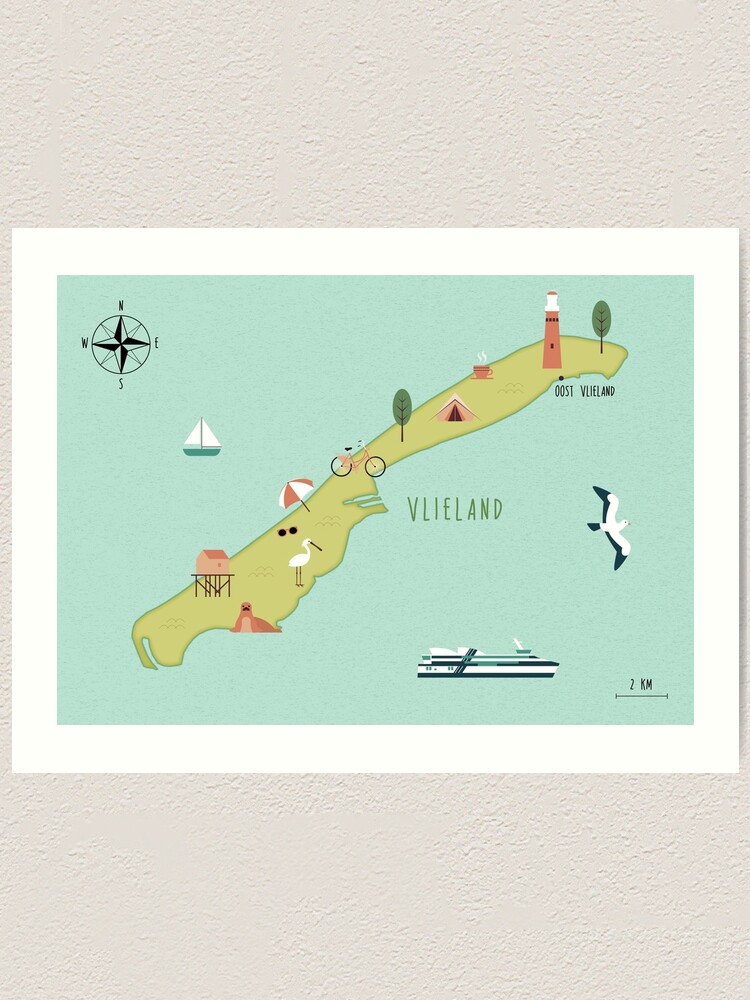 "Illustrated map of Vlieland" Art Print for Sale by ymkesinfogr | Redbubble