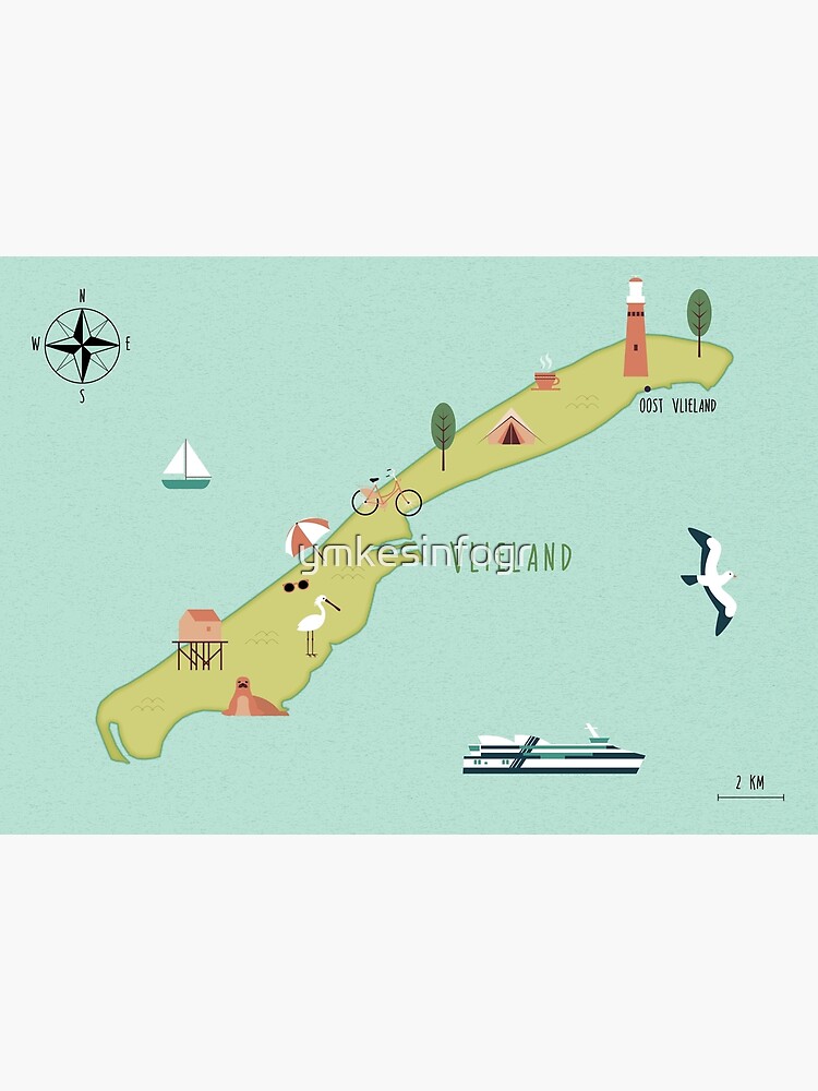"Illustrated map of Vlieland" Poster for Sale by ymkesinfogr | Redbubble