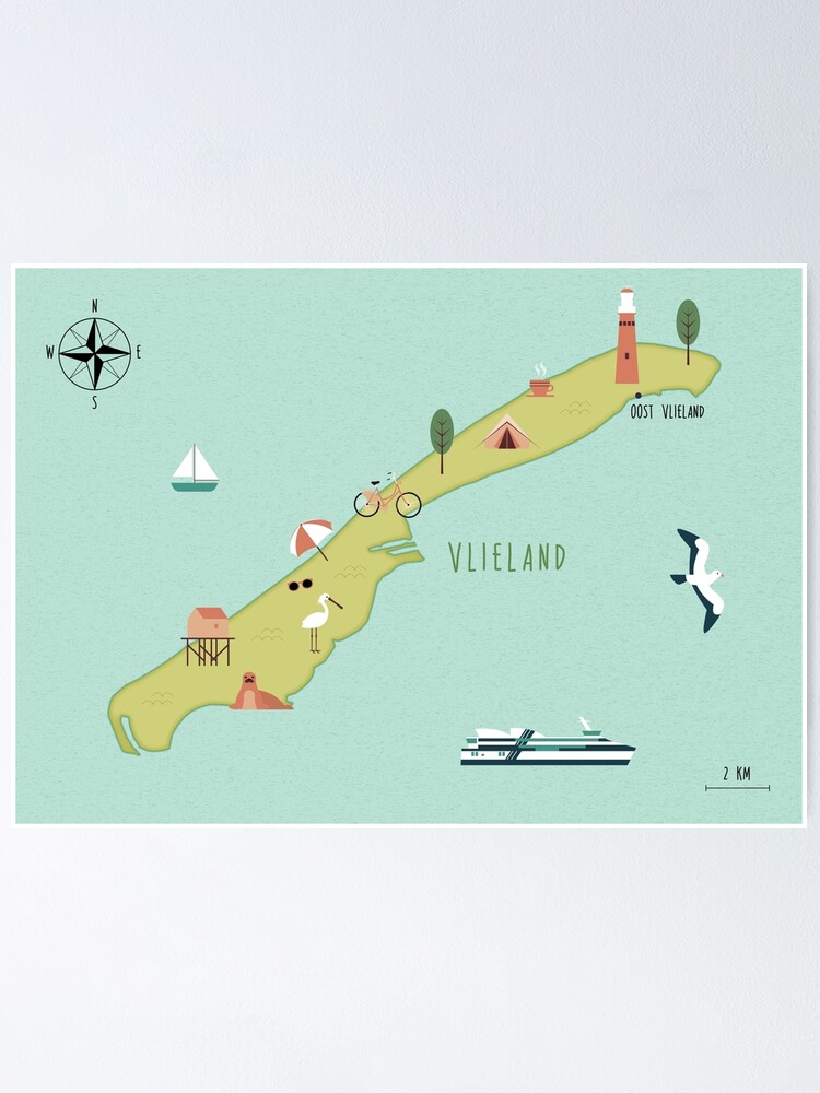 "Illustrated map of Vlieland" Poster for Sale by ymkesinfogr | Redbubble
