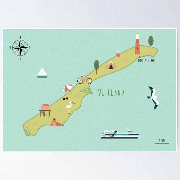 "Illustrated map of Vlieland" Poster for Sale by ymkesinfogr | Redbubble