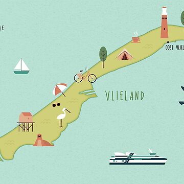"Illustrated map of Vlieland" Sticker for Sale by ymkesinfogr | Redbubble