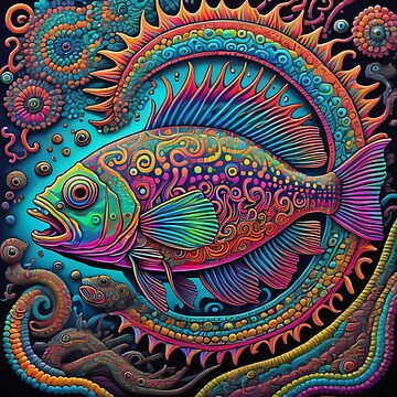 "Psychedelic Fish" Sticker for Sale by PSYStickersAUS | Redbubble