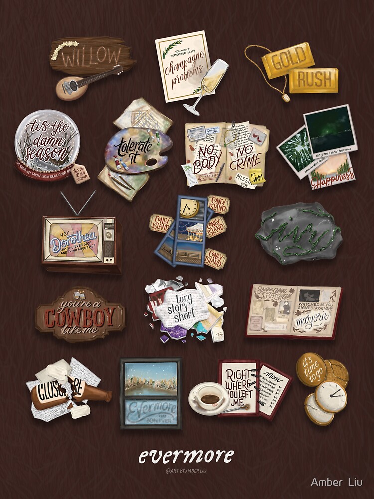 "evermore individual illustrations taylor swift song list design art ...
