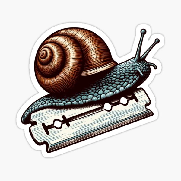 "Snail Crawling On A Razor" Sticker for Sale by RapTops | Redbubble