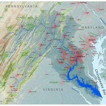 "Potomac River Watershed Map - Labeled" Poster for Sale by kmusser ...