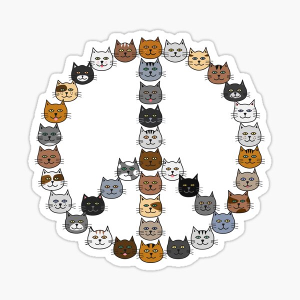 "Cats for Peace" Sticker for Sale by dharshbarger | Redbubble