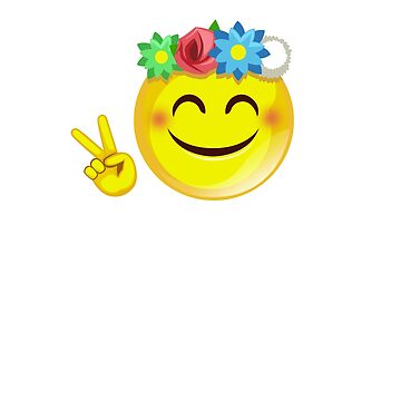 "Hippie Flower Power Emoji Emoticon Peace Sign" Sticker for Sale by ...