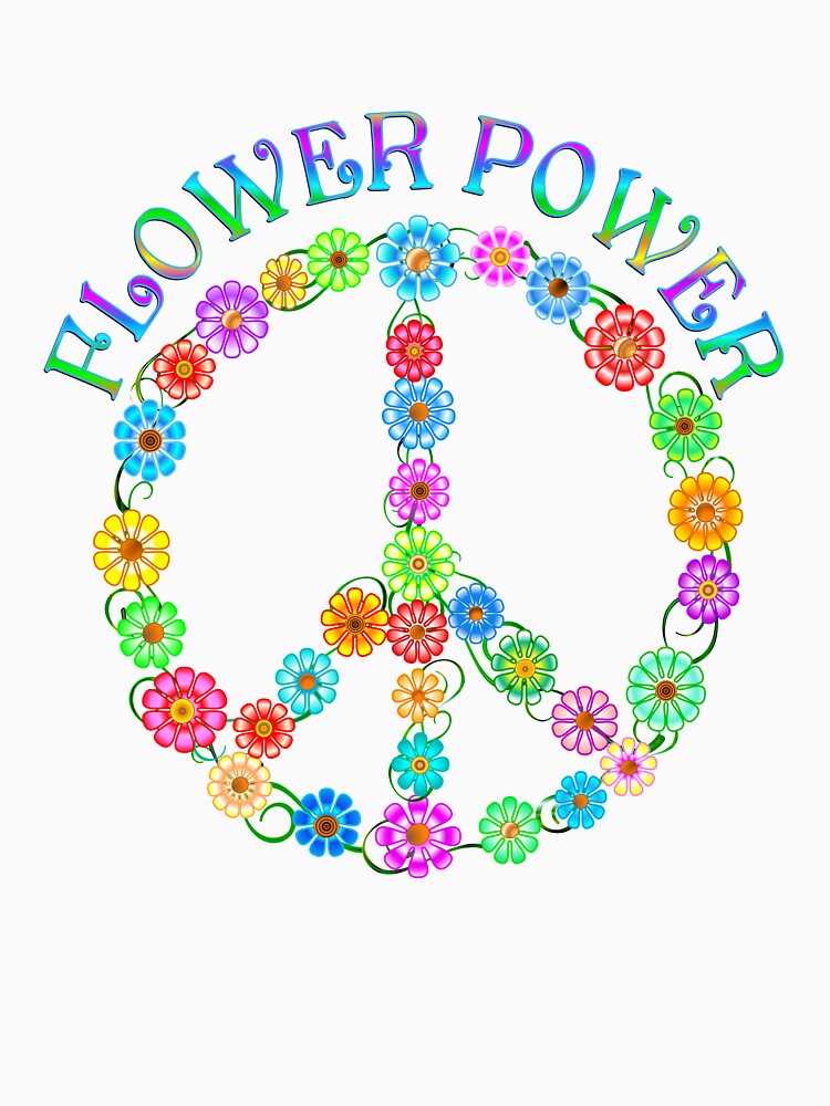 "Flower Power Peace Sign" T-shirt by CoolDoodles | Redbubble