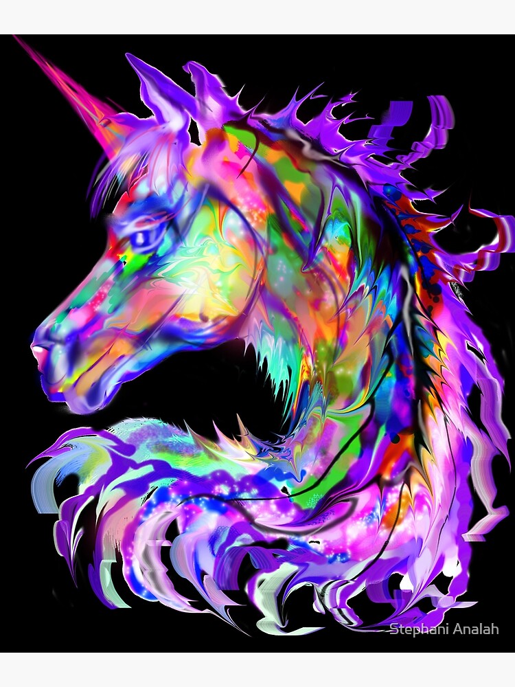 "Colorful Rainbow Psychedelic Unicorn Horse Head " Art Print for Sale ...