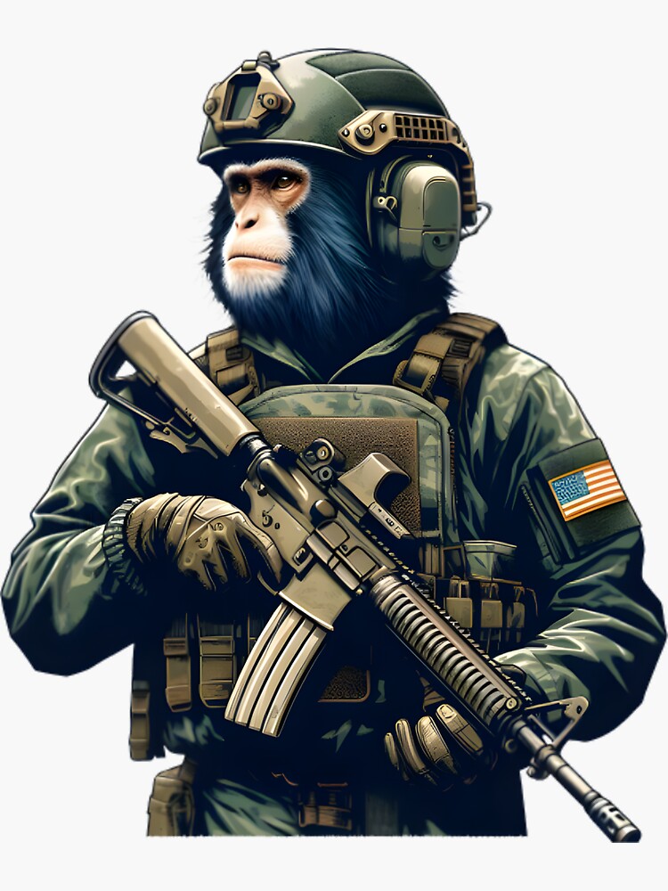 "Tactical Monkey 2" Sticker for Sale by SosaBrian79 | Redbubble