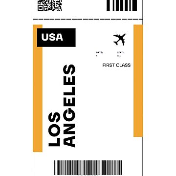 "Los Angeles Flight Ticket Design - Inspired Travel Ticket " Sticker ...