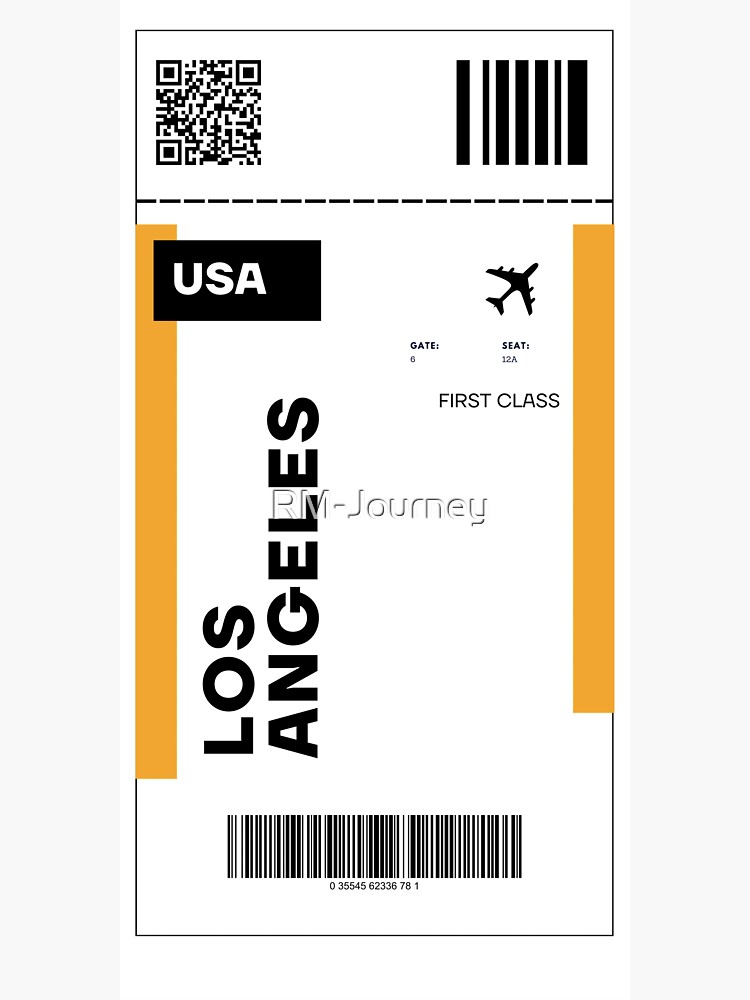 "Los Angeles Flight Ticket Design - Inspired Travel Ticket " Sticker ...