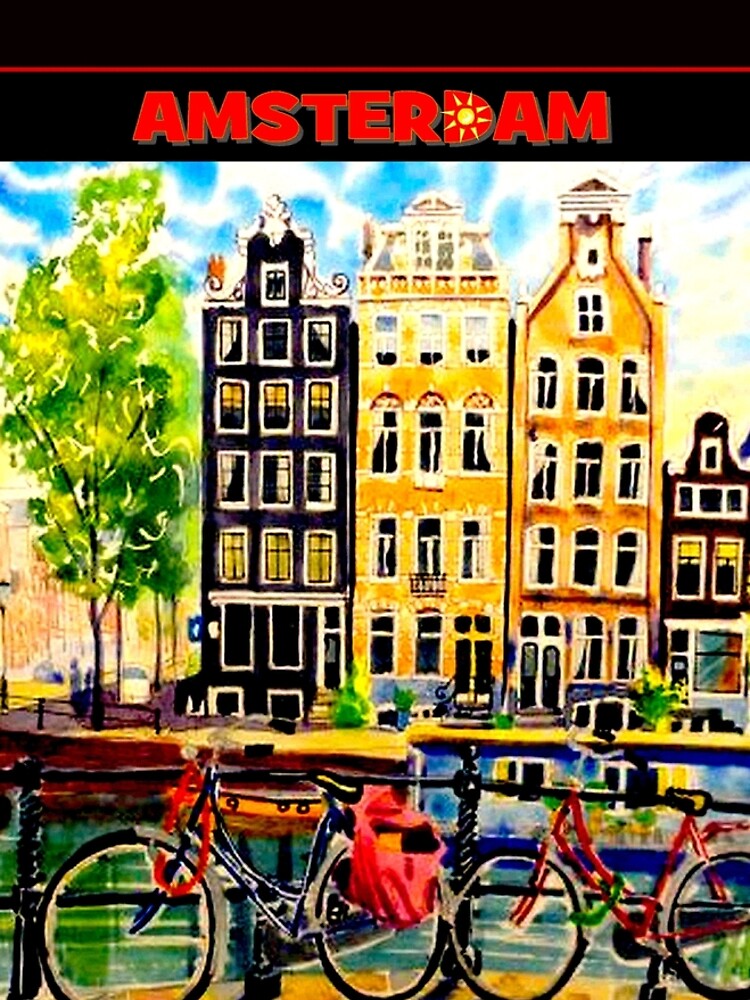 "AMSTERDAM : Vintage Bicycle Travel Print" Graphic T-Shirt Dress for Sale by posterbobs | Redbubble