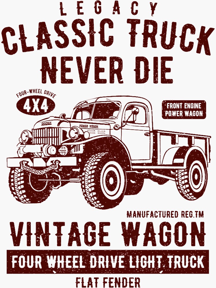 "TRUCK - VINTAGE WAGON" Sticker for Sale by tiltontytus | Redbubble