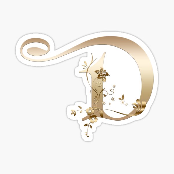 "Elegant Gold Floral Monogram Letter D" Sticker for Sale by Grafixmom ...