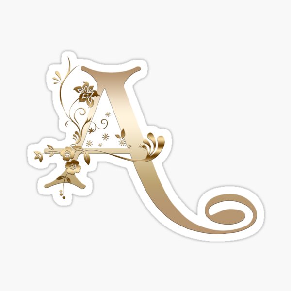 "Elegant Gold Floral Monogram Letter A" Sticker for Sale by Grafixmom ...