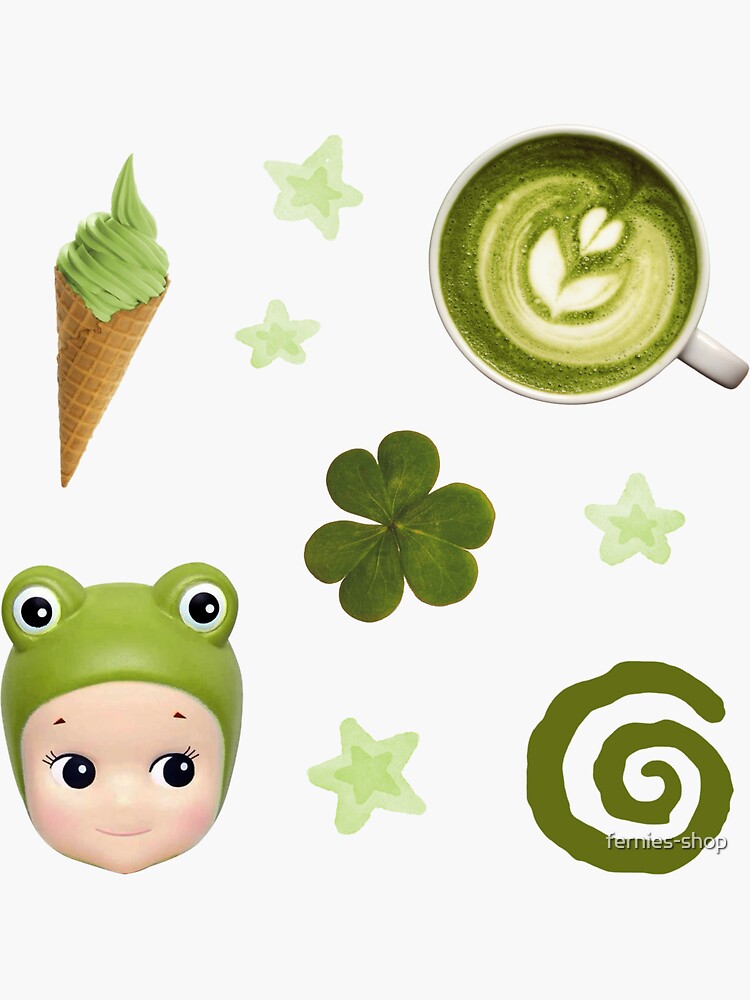 "Matcha-core sticker pack collage" Sticker for Sale by fernies-shop ...