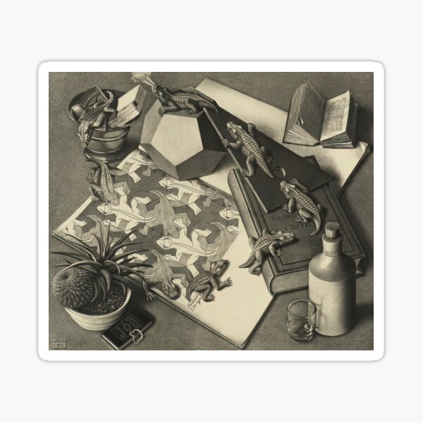 "Escher - Reptiles" Sticker for Sale by funnypixels | Redbubble