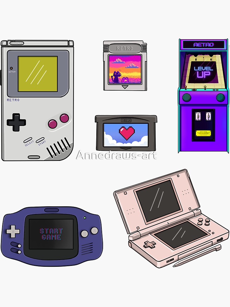 "Retro game consoles (Pack)" Sticker for Sale by Annedraws-art | Redbubble