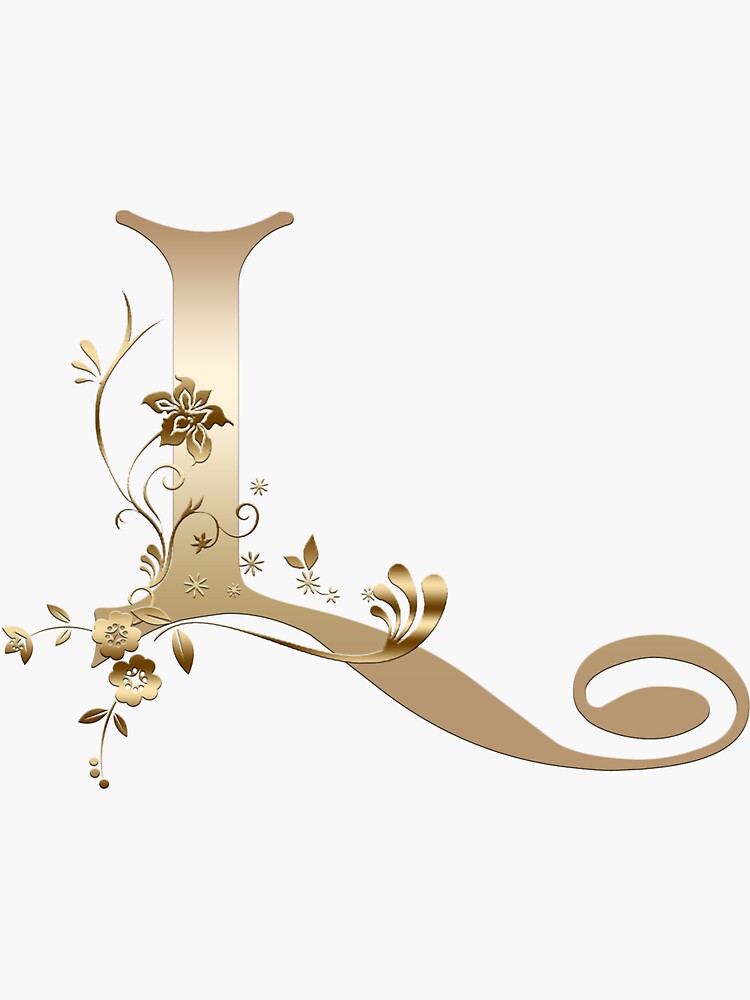 "Elegant Gold Floral Monogram Letter L" Sticker for Sale by Grafixmom ...