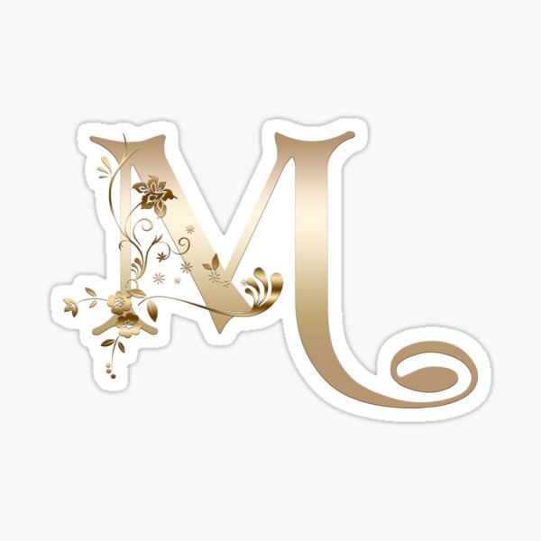 "Elegant Gold Floral Monogram Letter M" Sticker for Sale by Grafixmom ...