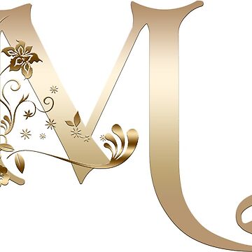 "Elegant Gold Floral Monogram Letter M" Sticker for Sale by Grafixmom ...