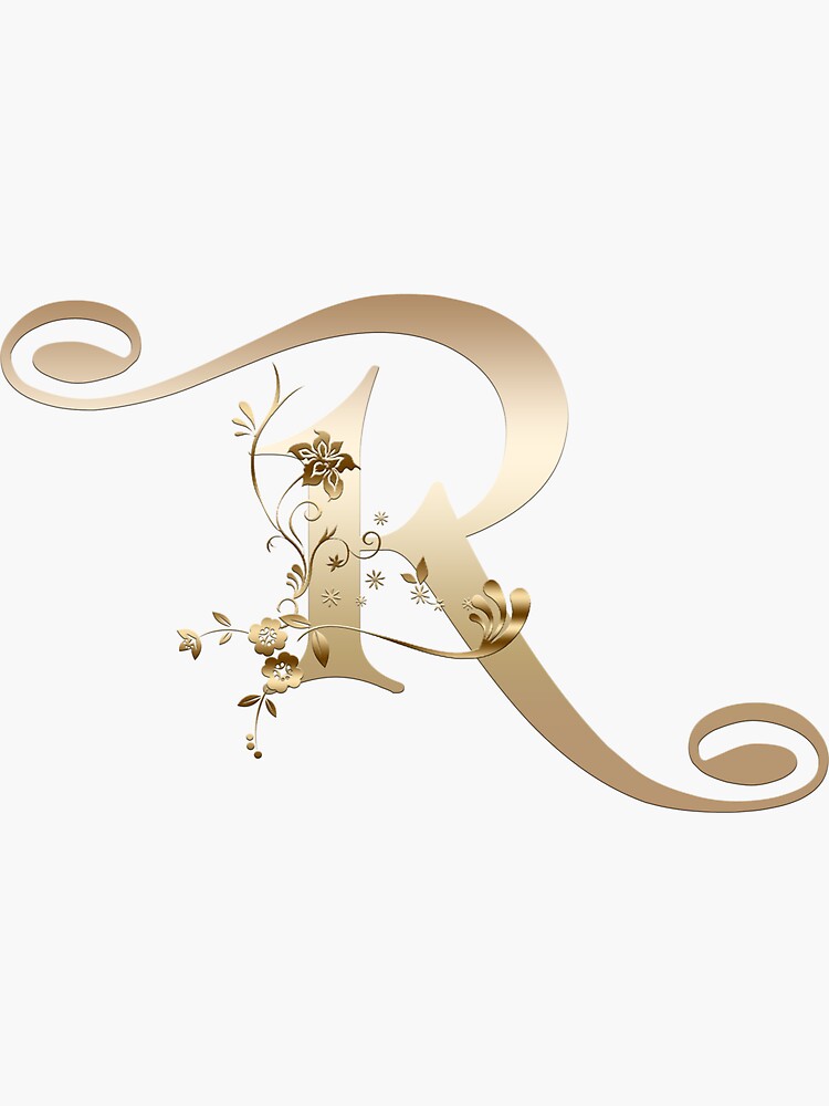 "Elegant Gold Floral Monogram Letter R" Sticker for Sale by Grafixmom ...