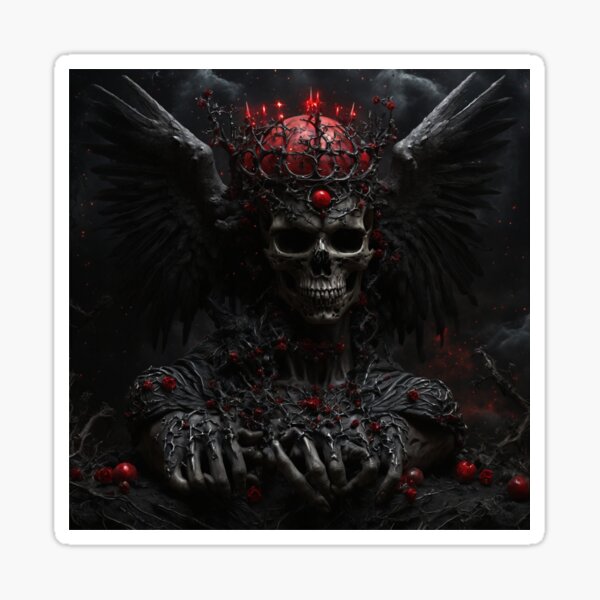 "Angel of death with wings on his throne illusion art" Sticker by ...