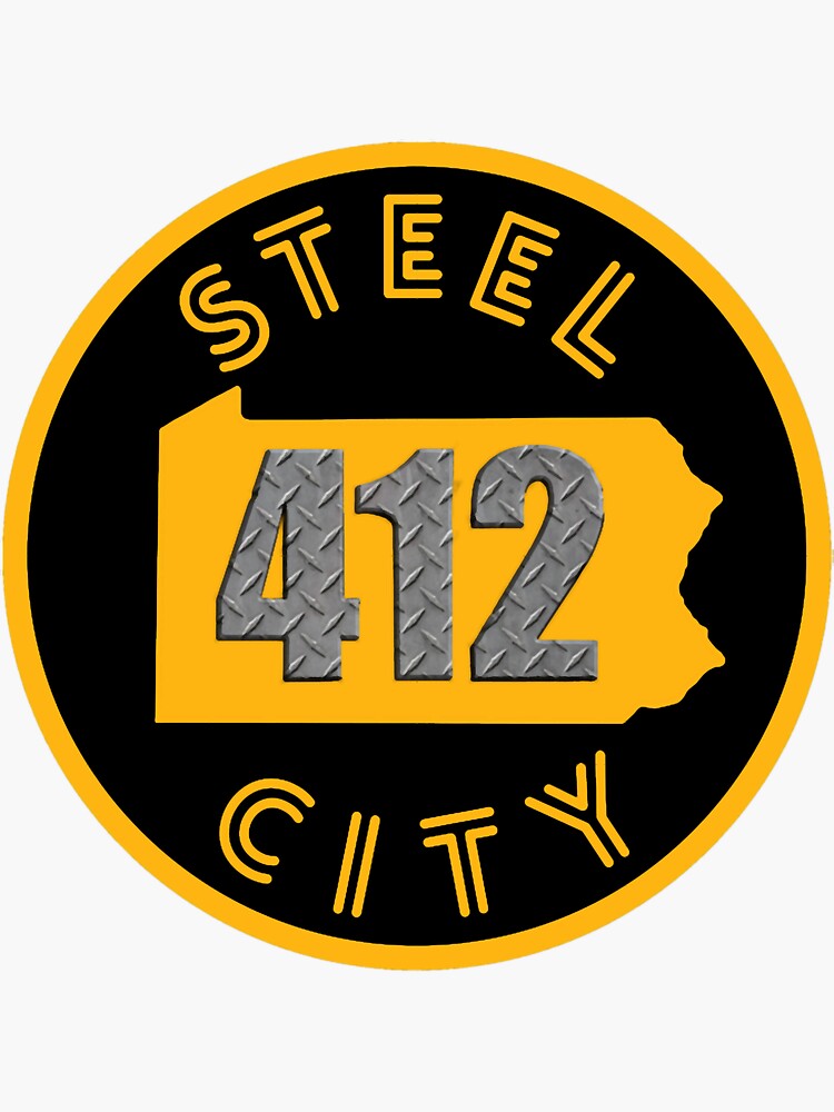 "Pittsburgh Steel City Retro Pennsylvania Map 412 Circle s s" Sticker ...