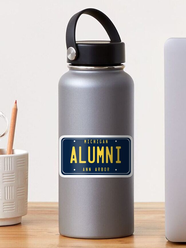 "Michigan Alumni License Plate" Sticker for Sale by vickykuprewicz ...