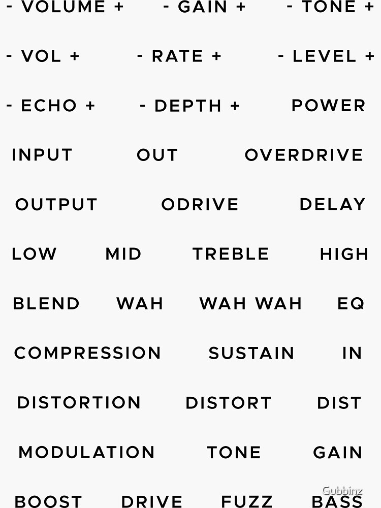 "Guitar Pedal Stompbox Labels - Classic" Sticker for Sale by Gubbinz ...