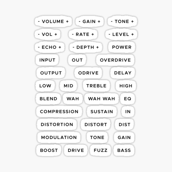 "Guitar Pedal Stompbox Labels - Classic" Sticker for Sale by Gubbinz ...