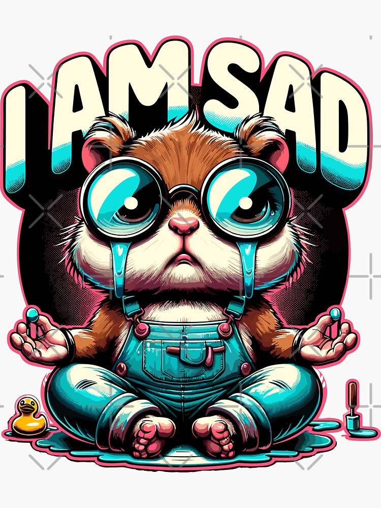 "Sad Hamster-Sad Hamster Meme-with bow-Hamster Lover" Sticker for Sale ...