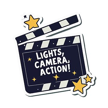 "Lights, Camera, Action! Hollywood Clapperboard Sticker" Sticker for ...