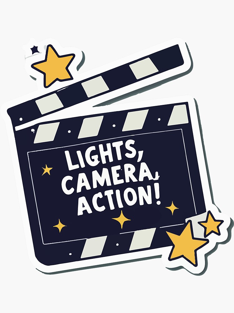"Lights, Camera, Action! Hollywood Clapperboard Sticker" Sticker for ...