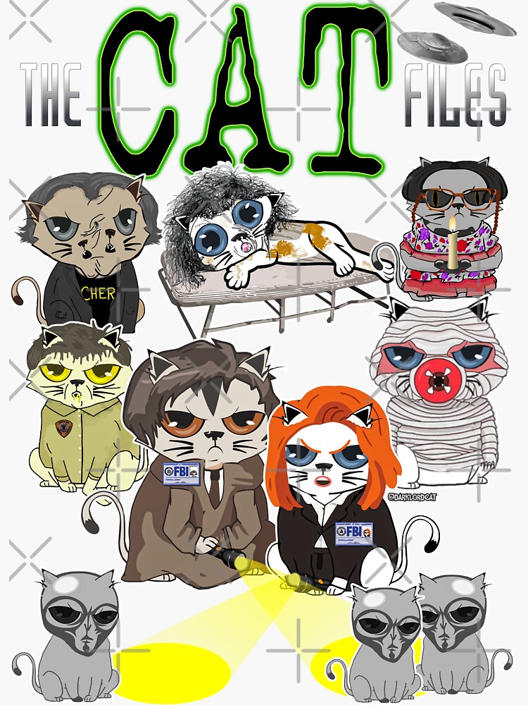 "Cat Files" Sticker for Sale by darklordpug | Redbubble