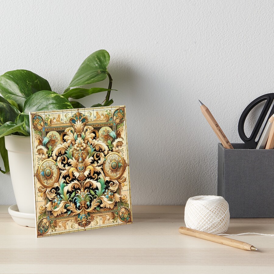"Vintage French Folk Art Tile: Verdant Vignettes" Sticker for Sale by ...