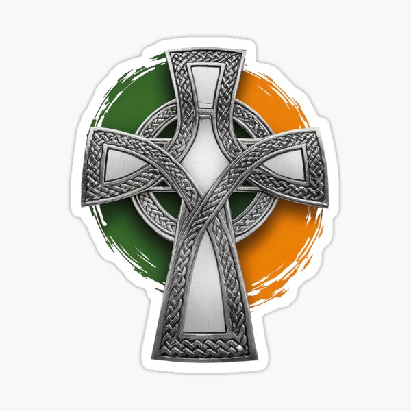 "Irish Republican Celtic Cross with Irish Tricolour" Sticker for Sale ...